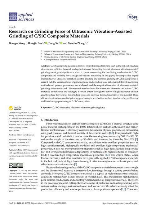 Pdf Research On Grinding Force Of Ultrasonic Vibration Assisted