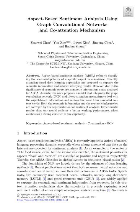 Pdf Aspect Based Sentiment Analysis Using Graph Convolutional