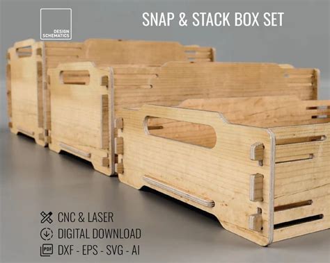 Snap And Stack Stackable Box Set Cnc And Laser Cut Files Digital Download
