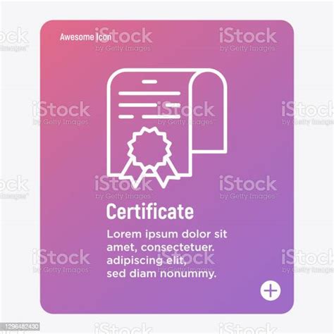 인증서 씬 선 아이콘입니다 졸업장 졸업 전문 자격 벡터 그림입니다 0명에 대한 스톡 벡터 아트 및 기타 이미지 0명 Qualification Round 교육 Istock