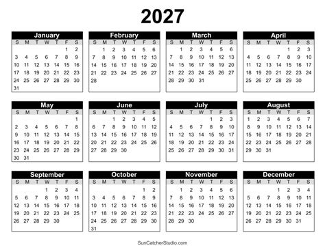 2027 Calendar Strip Printable Your Ultimate Guide Free Printable
