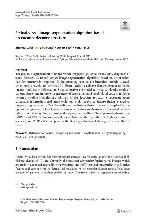 Pdf Retinal Vessel Image Segmentation Algorithm Based On Encoder
