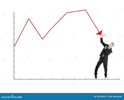 Businessman Defend Himself From Falling Graph Stock Image Image Of