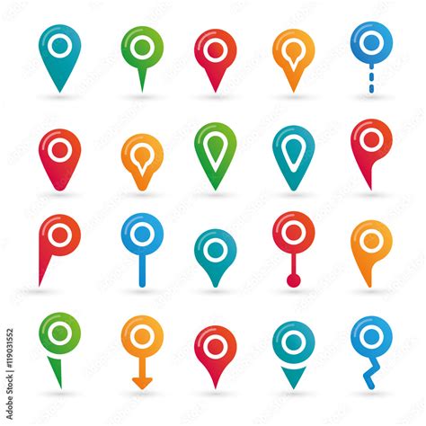 Vector Colorful Map Pointer Icons Set On White Background Stock Vector Adobe Stock