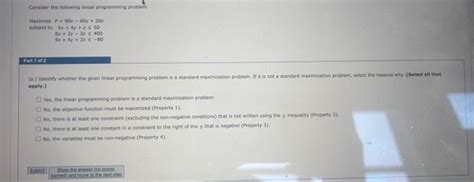 Solved Censider The Following Linear Programming Probiem