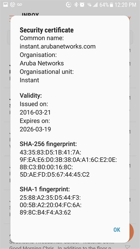 Solved Security Certificate Warning On Android Phone Experts Exchange