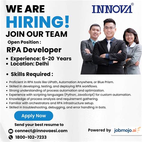 Innova Esi On Linkedin Wearehiring Rpadeveloper Automationjobs Delhijobs Rpa Uipath…