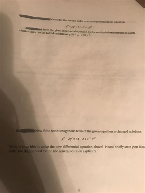 Solved Consider The Second Order Nonhomogeneous Linear