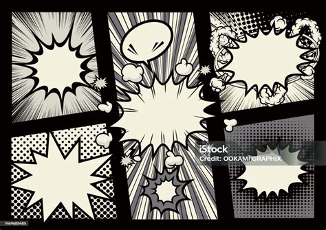 레트로 팝 아트 만화책 잡지 연설 거품 풍선 상자 메시지 슈퍼 히어로 판매 배너 빈 연설 거품 세트 벡터 일러스트 하프 톤 책 디자인 3차원 형태에 대한 스톡 벡터 아트 및