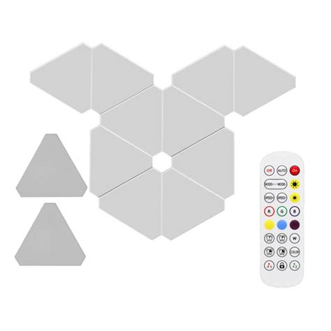 12 개대 삼각형 접합 지능형 사운드 제어 양자 빛 분위기 조명 원격 제어 미국 플러그 블루투스 모델