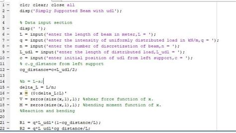 solved 1 2 clc clear close all disp simply supported