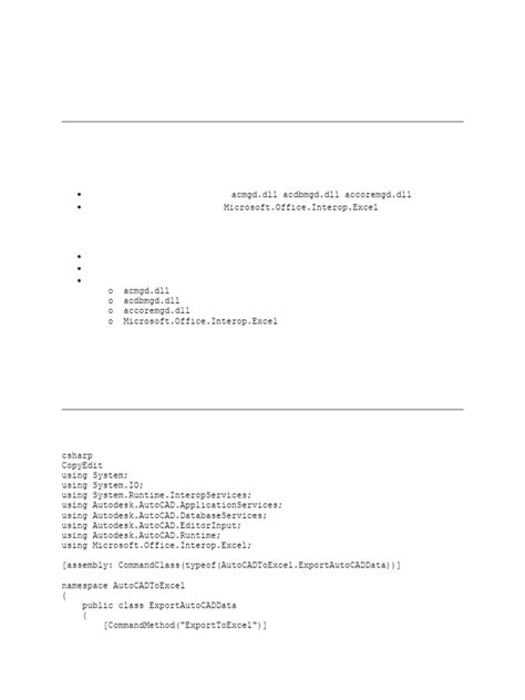 creating an autocad to excel drafting application using c pdf