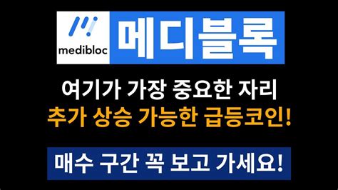 메디블록 여기가 가장 중요한 자리 추가 상승 가능한 급등 코인 메디블록 메디블록코인 메디블록코인전망 메디블록호재