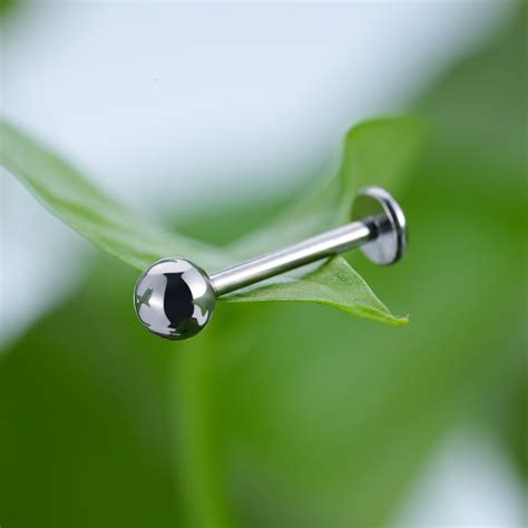 Flat Back Nose Stud With A Ball Titanium 14g 16g Ashley Piercing Jewelry