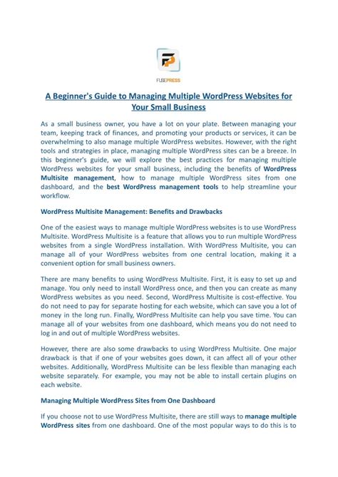 ppt a beginner s guide to managing multiple wordpress websites for