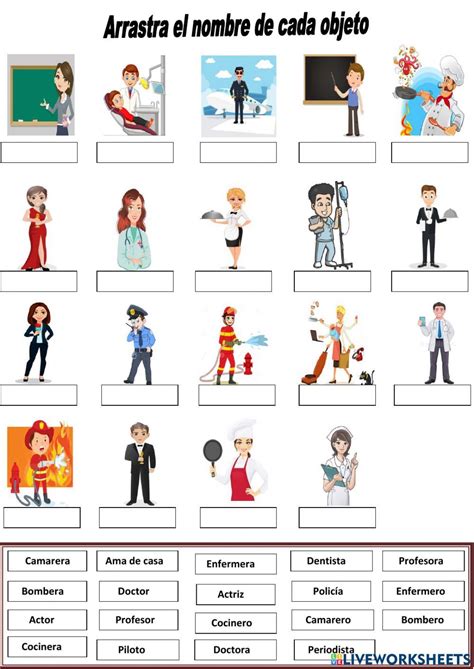 Las Profesiones Interactive Worksheet For Pre Intermediate Artofit