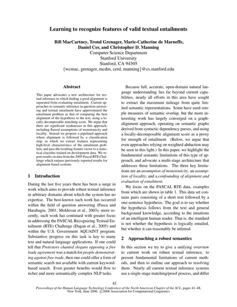 Pdf Learning To Recognize Features Of Valid Textual Entailments