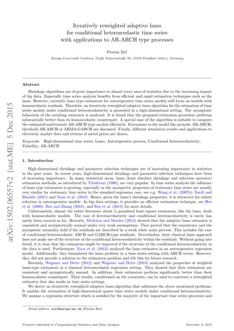 Pdf Iteratively Reweighted Adaptive Lasso For Conditional
