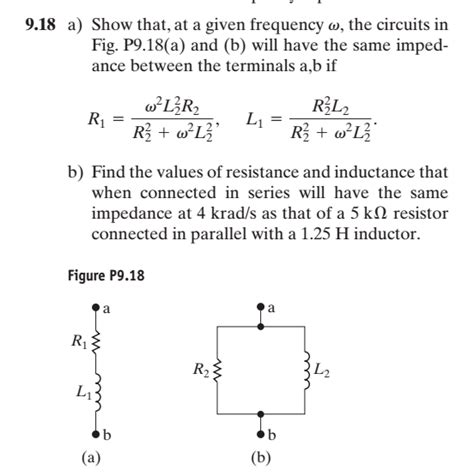 Solved Show That At A Given Frequency Omega The Circuits