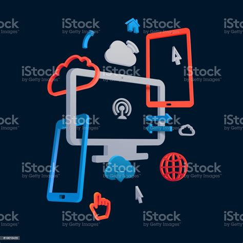 Cloud Computing Abstract Composition Poster Plastic Computer Elements