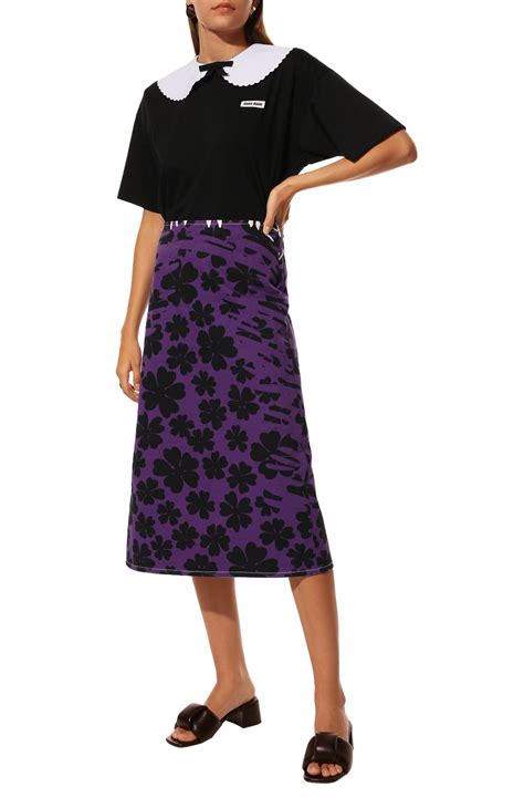 Женская фиолетовая джинсовая юбка Miu Miu купить в интернет магазине ЦУМ арт Mg1757 10mg F0cfw