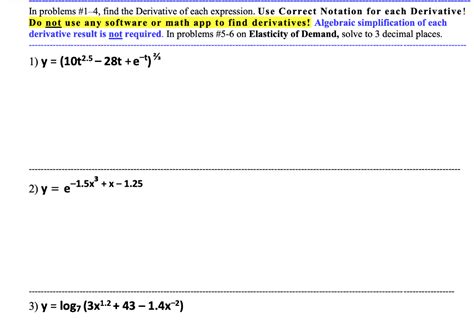 Solved In Problems 1 4 Find The Derivative Of Each Chegg Com