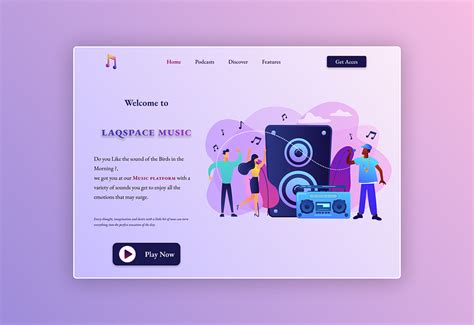 music landing page by pat prime on dribbble