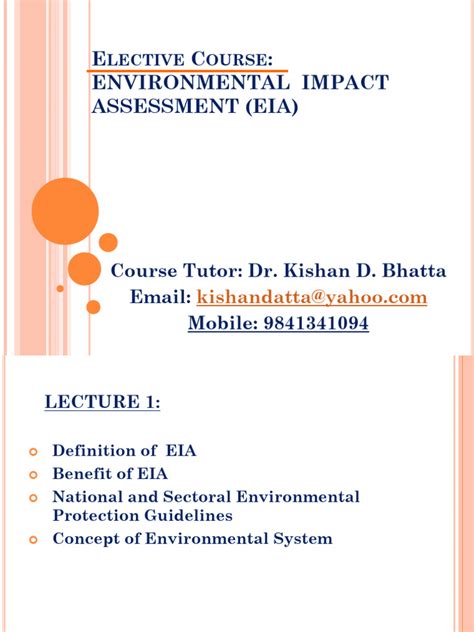 E Ix Sem Lecture 1 Pdf Environmental Impact Assessment Sustainability