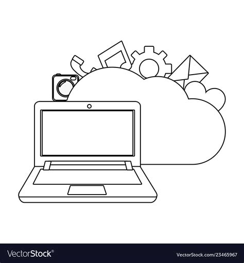 Technology Computing Cartoon Royalty Free Vector Image
