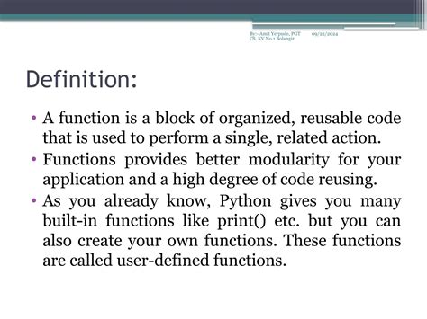 function in python function in python pptx