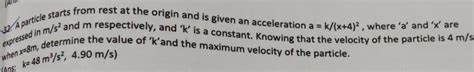 solved a particle starts from rest at the origin and is