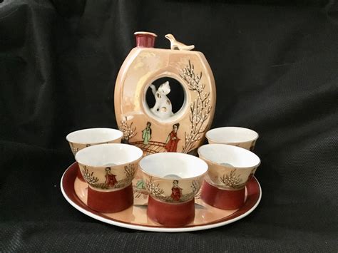 Rare Vintage Erotic Female Magic Eye Sake Set Japanese Nude Etsy