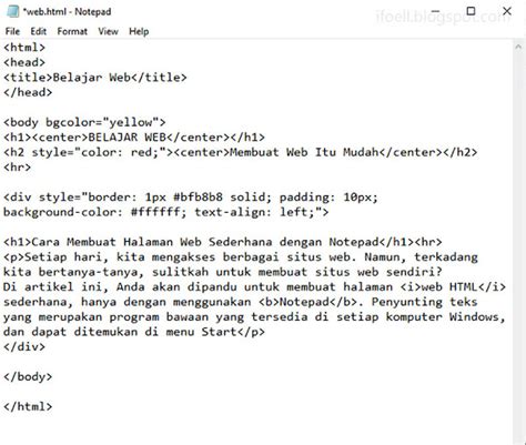 Cara Membuat Halaman Web Sederhana Dengan Notepad