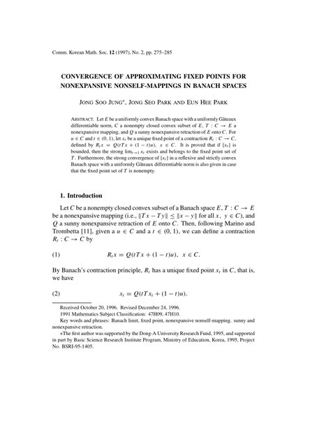 Pdf Strong Convergence Of Approximating Fixed Points For Nonexpansive