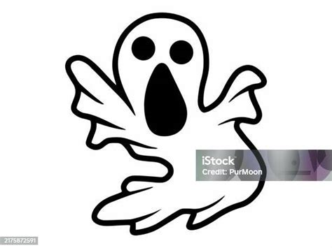 할로윈 유령 라인 아트 그림입니다 할로윈 유령 유령 윤곽선 그림 할로윈 유령 흑인과 백인 할로윈 유령 으스스한 실루엣 일러스트 10월에 대한 스톡 벡터 아트 및 기타 이미지
