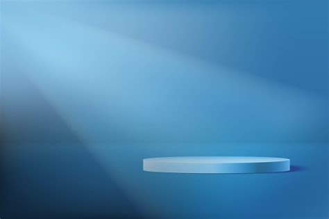 제품 배치 및 디스플레이를 위한 추상적인 단계에서 파란색과 스포트라이트가 있는 벡터 사실적인 포디움 플랫폼 3차원 형태에 대한 스톡 벡터 아트 및 기타 이미지 Istock