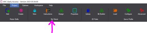 My Robot Project Menu Using Arc Support Synthiam
