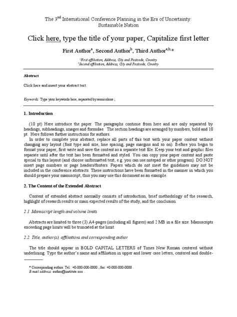 Template Extended Abstract Abstract Summary Page Layout