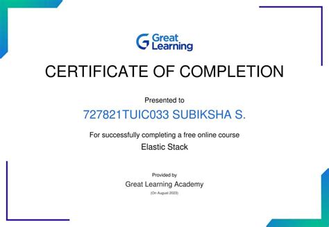 Subiksha S On Linkedin Successfully Completed The Course Elastic