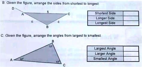 solved b given the figure arrange the sides from shortest to longest