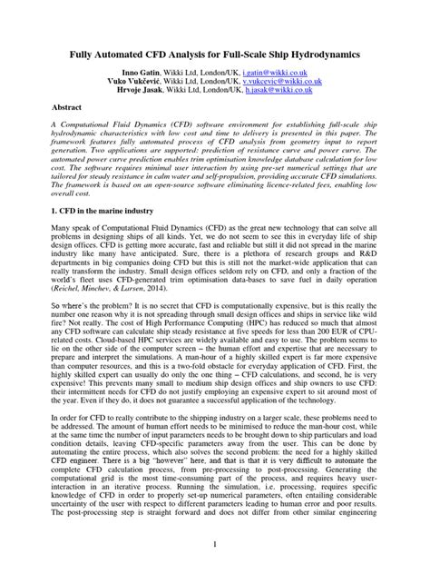 Gatin Vukcevic Jasak 2019 Fully Automated Cfd Analysis For Full Scale