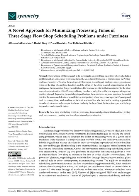 Pdf A Novel Approach For Minimizing Processing Times Of Three Stage Flow Shop Scheduling