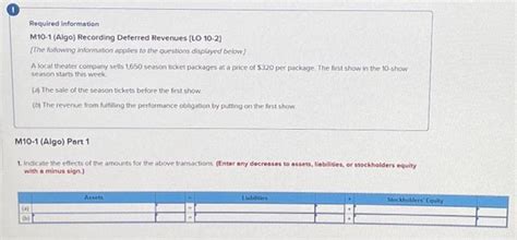 Solved Required Information M10 1 Algo Recording