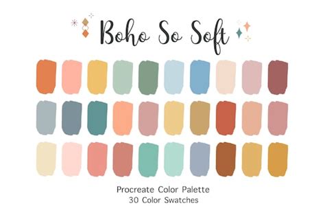 Color Scheme For Procreate Set Of Boho Colors Procreate Swatches Procreate Color Palette Boho