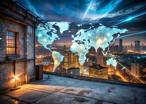 Illuminated World Map A Stunning Global Network Visualization Of Continents Connected By Glowing