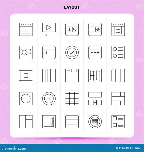 Outline 25 Layout Icon Set Vector Line Style Design Black Icons Set Linear Pictogram Pack