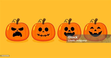 호박 머리 세트입니다 귀엽고 무서운 할로윈 호박 괴물 세트 휴일 만화 캐릭터 플랫 스타일 컬렉션입니다 10월에 대한 스톡 벡터 아트 및 기타 이미지 Istock