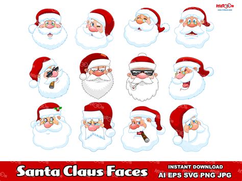 Classic Santa Claus Face Graphic By Hittoon · Creative Fabrica