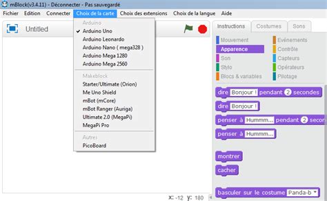 Actu numériques Sinitier à Arduino avec mBlock Mathématiques et sciences physiques