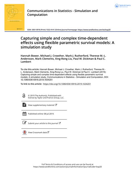 Pdf Capturing Simple And Complex Time Dependent Effects Using Flexible Parametric Survival